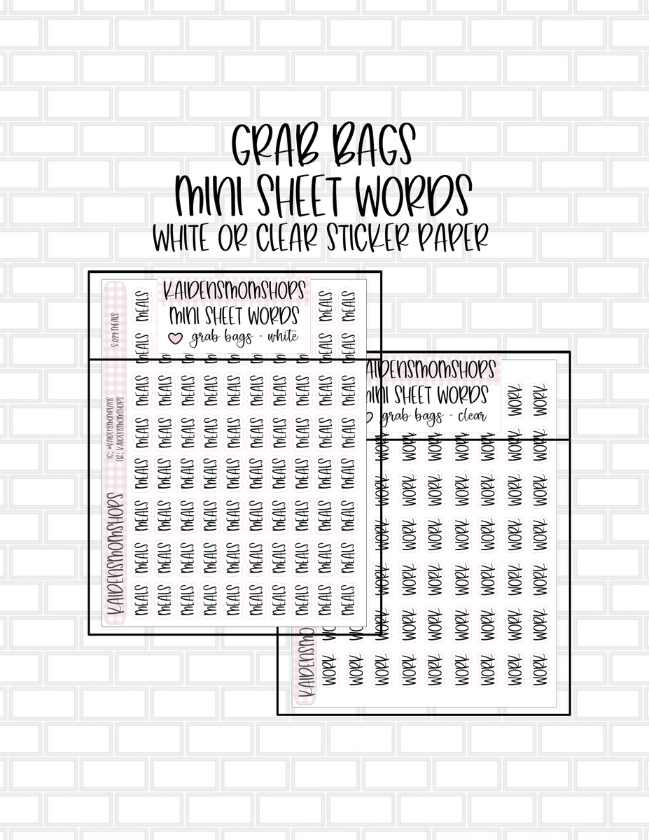 Mini Sheet WORDS Grab Bag - Not Oops - 5 Mini Sheets – KaidensMomShops