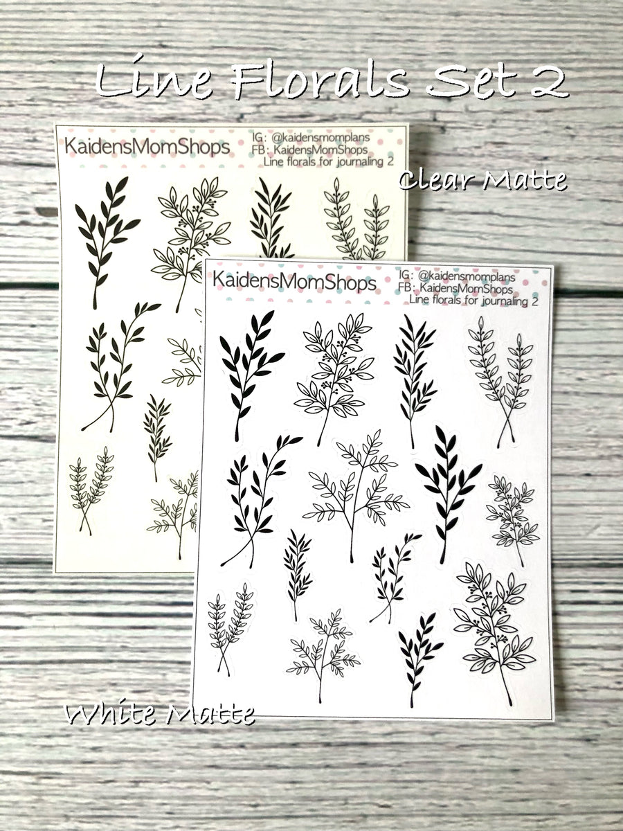 Line Florals for Journaling 2 Deco Mini Sticker Sheet – KaidensMomShops
